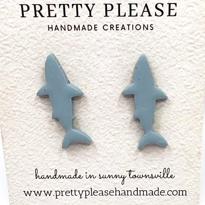 Polymer Clay Great White Shark Earrings. Handmade in Townsville, Sunny ...