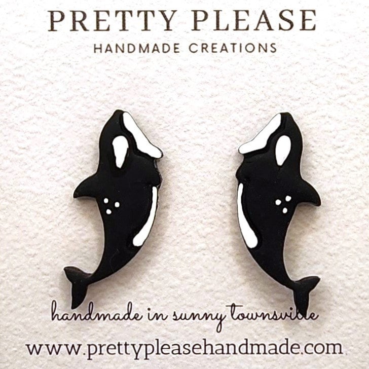 Polymer Clay Orca Free Willy Killer Whale Earrings. Handmade in ...