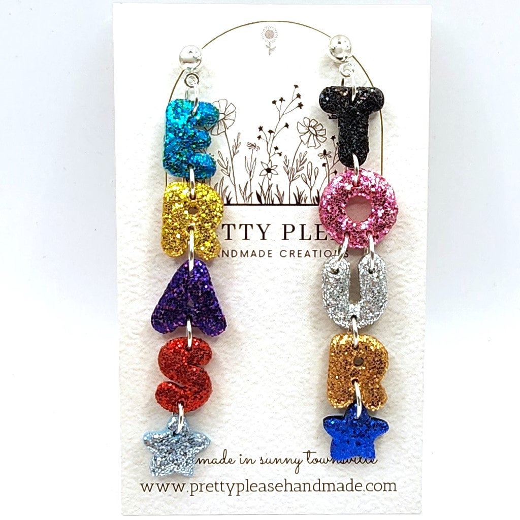 TS Taylor Swift Era’s Tour Outfit, Sparkly Glitter Letter Drop Polymer ...