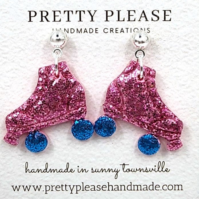 Glitter Roller Skate Earrings. Handmade in Townsville, Sunny Nth Qld ...