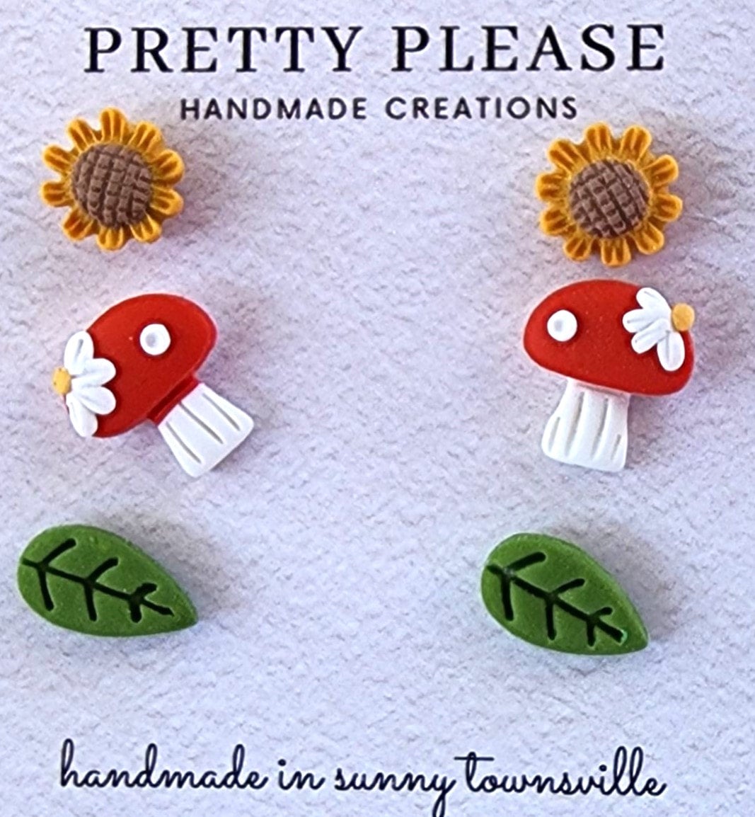 Polymer Clay MINI GARDEN SET OF 3 Stud Earrings. Handmade in Townsville ...